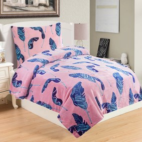 Mikroplyšové povlečení Premium 140x200+70x90 Peříčka