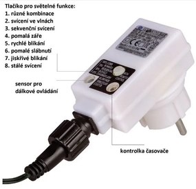 VOLTRONIC® 59742 Vánoční LED osvětlení 10 m - barevná 100 LED + ovladač - zelený kabel