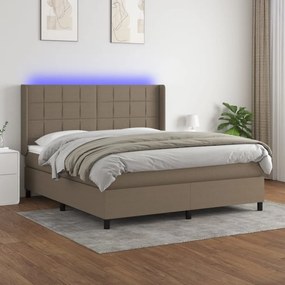 Box spring postel s matrací a LED taupe 160x200 cm textil 3138329