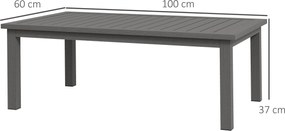 Obdélníkový kávový stůl Outsunny s mřížkovým vrchem pro vnitřní a venkovní použití, hliník, hnědý, 100D x 60Š x 37V cm | Aosom