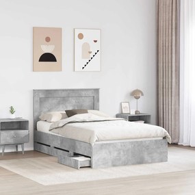 Rám postele s čelo Betonově šedá 135 x 190 cm Inženýrské dřevo 3410184