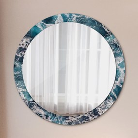 Kulaté zrcadlo tištěný rám Turbulentní moře fi 90 cm