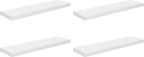 Plovoucí nástěnné police 4 ks lesklé bílé 90x23,5x3,8 cm MDF 323756