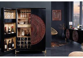 Massive home | Černá designová barová komoda Black Mandala 140cm