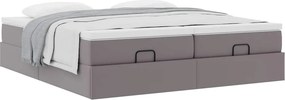 Osmanský rám postele s matrací šedá 200x200cm umělá kůže 3311232