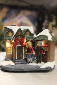 Svítící vánoční dekorace domeček 13cm