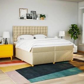 Box spring postel s matrací krémová 200x200 cm textil 3291406