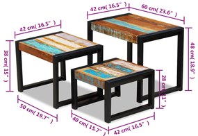vidaXL Marketos Tři stohovatelné stolky masivní recyklované dřevo