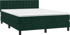 Box spring postel s matrací tmavě zelená 140x200 cm samet 3141548