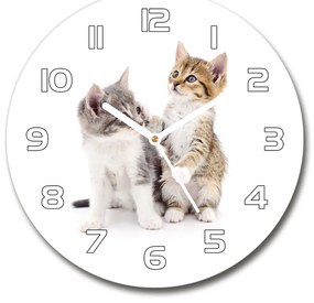 Wallmuralia Skleněné hodiny kulaté Dva malá koťátka fi 30 cm