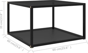 Konferenční stolek černý 60 x 60 x 35 cm tvrzené sklo 322888