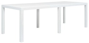 Zahradní stůl bílý 220 x 90 x 72 cm plastový ratanový vzhled,  45607