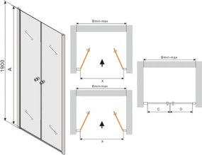 Mexen Texas sprchové otočné dveře do otvoru 70 cm, 880-070-000-01-00