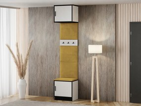 Šatní skříň s nástavcem panel tapicerowany ROJ 10 bílý + žlutý