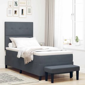 Postel s boxspringem s čelo Tmavě šedá 200 x 90 cm samet 3344487