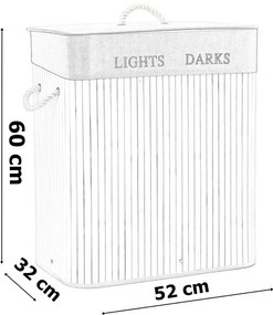 Rohový koš na prádlo 60 l bambusový bílý
