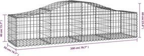Klenuté gabionové koše 12 ks 200x50x40/60 cm pozinkované železo 3145587