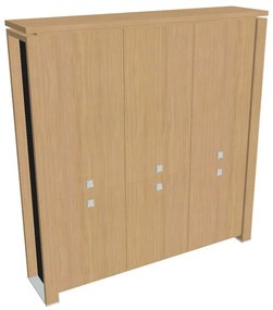 Vysoká skříň Verno+ S 200 x 46 x 210 cm , dub světlý / černá
