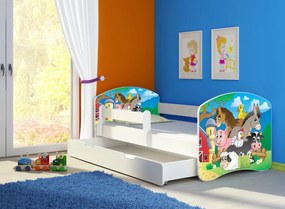 Dětská postel - Farma 2 180x80 cm + šuplík bílá