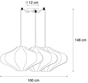 Designové závěsné svítidlo bílé 50 cm 3-světlo - Plu