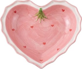 Růžová keramická miska ve tvaru srdce Sweet Hearts M - 15*15*4 cm