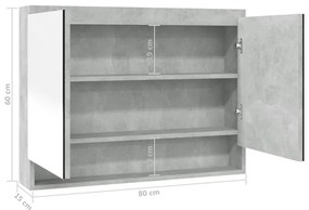 vidaXL Marketos Koupelnová skříňka se zrcadlem 80x15x60 cm MDF betonově šedá