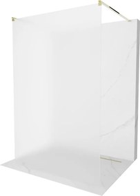 Mexen Kioto, průchozí sprchová zástěna 110 x 200 cm, 8mm sklo námraza, 2x zlatá stabilizační rozpěra, 800-110-002-50-30