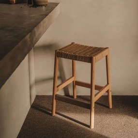 OnaDnes -20% Dubová barová židle Kave Home Yalia s výpletem 66 cm