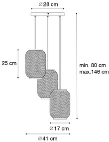 Orientální závěsné svítidlo bambusové 3-světlo - Yvonne
