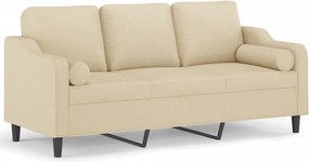 3místná pohovka s polštáři krémová 180 cm textil 3200855