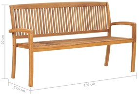 vidaXL Marketos Stohovatelná zahradní lavice s poduškou 159 cm masivní teak