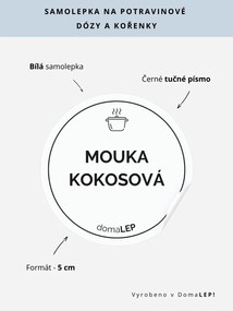 MOUKA KOKOSOVÁ - omyvatelná samolepka na dózu, výběr rozměrů Ø 5 cm / 5 x 5 cm / 6 x 8 cm | DomaLEPomyvatelná samolepka na dózu, výběr rozměrů Ø 5 cm / 5 x 5 cm / 6 x 8 cm | DomaLEP