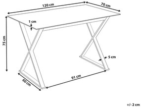 Jídelní stůl se skleněnou deskou 120 x 70 cm bílý/stříbrný ATTICA Beliani