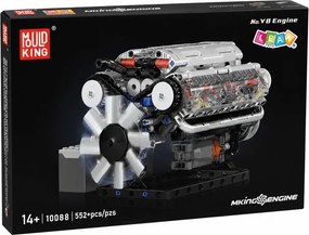 LEAN Toys Stavebnicové kostky – Motor V8, mechanický model, pohyblivé písty, 552 dílů