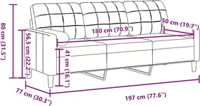 3místná pohovka s polštáři hnědá 180 cm samet 3278236