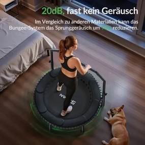 Aosom Rebounder-trampolína pro dospělé, skládací, nastavitelná madla, protišmykové opěrky nohou, 102x102x106 cm, černá