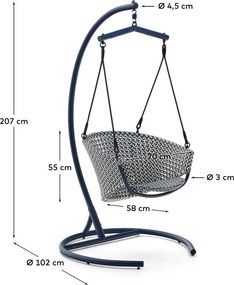 Modré ratanové závěsné zahradní křeslo Saliga – Kave Home
