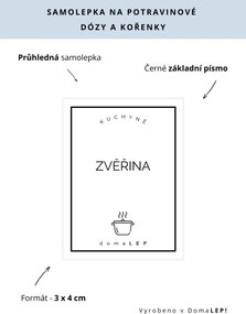 Samolepka na kořenky ZVĚŘINA průhledná 3 × 4 cm základní písmo