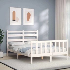 vidaXL Rám postele s čelem 120 x 200 cm masivní dřevo [3192035] Barva: Bílá