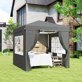 Outsunny altán 2,5x2,5 m, vodoodpudivý stabilní zimní pop-up skládací altán, UV ochrana 50+, skládací party stan zahradní stan se 4 bočními panely ta…