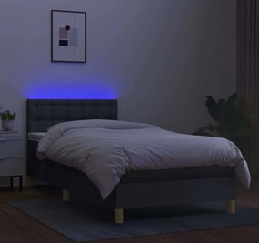 vidaXL Box spring postel s matrací a LED 90x200 cm textil [3134006] Barva: Tmavě šedá