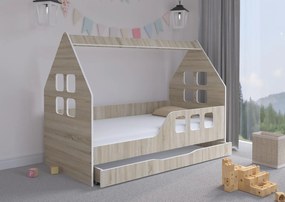 Dětská domečková postel KIDHOUSE se šuplíkem - sonoma - pravá - 160x80 cm