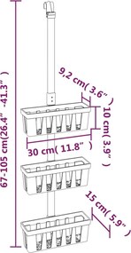Závěsná police do sprchy 30 x 15 × (67–105) cm hliník 154599