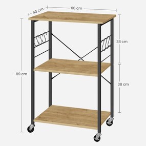 Odkládací stolek na kolečkách se 3 policemi TAYLOR ARTISAN 60x40 cm