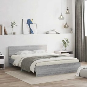 Rám postele s čelem a LED osvětlením šedý sonoma 150 x 200 cm 3207607