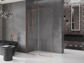 Mexen Velar, posuvné dveře do otvoru typ Walk-In 160 cm, 8mm čiré sklo, růžové zlato, 871-160-000-03-60