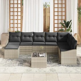 Set pohovek 9 ks Světle šedá polyratan 3346852