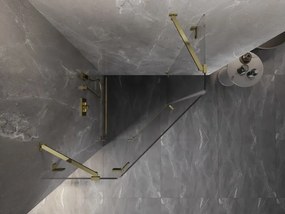 Mexen Lunar, Pětiúhelníkový sprchový kout Mexen Lunar naklápěcí doleva 100 x 100 cm, 8mm čiré sklo, zlatý profil, 831-100L-100P-50-00-L