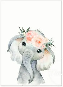 Plátno - obrázek - zvířátka s věnečkem Motiv: TX2156D slon, Rozměry (cm): 60x90 cm