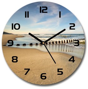 Wallmuralia Skleněné hodiny kulaté Pláž nad Baltem fi 30 cm
